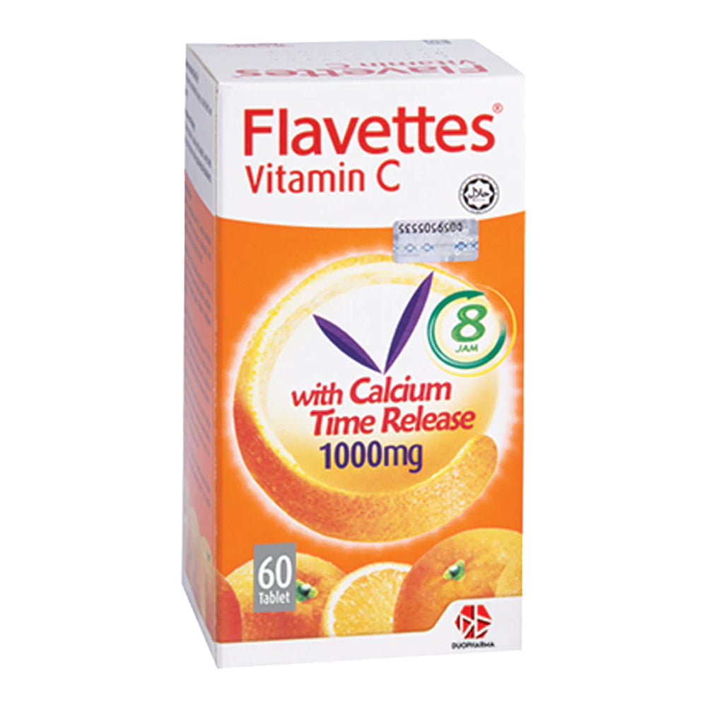 Flavettes Vitamin C with Calcium Time Release 1000mg (60tabs ...
