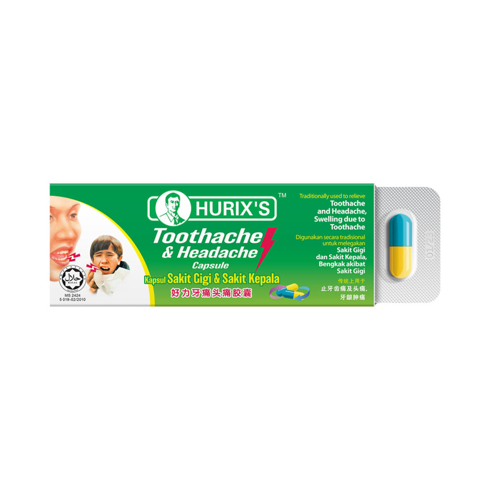 Hurix's Toothache & Headache Capsule (6 Capsules) - Threebs Malaysia ...